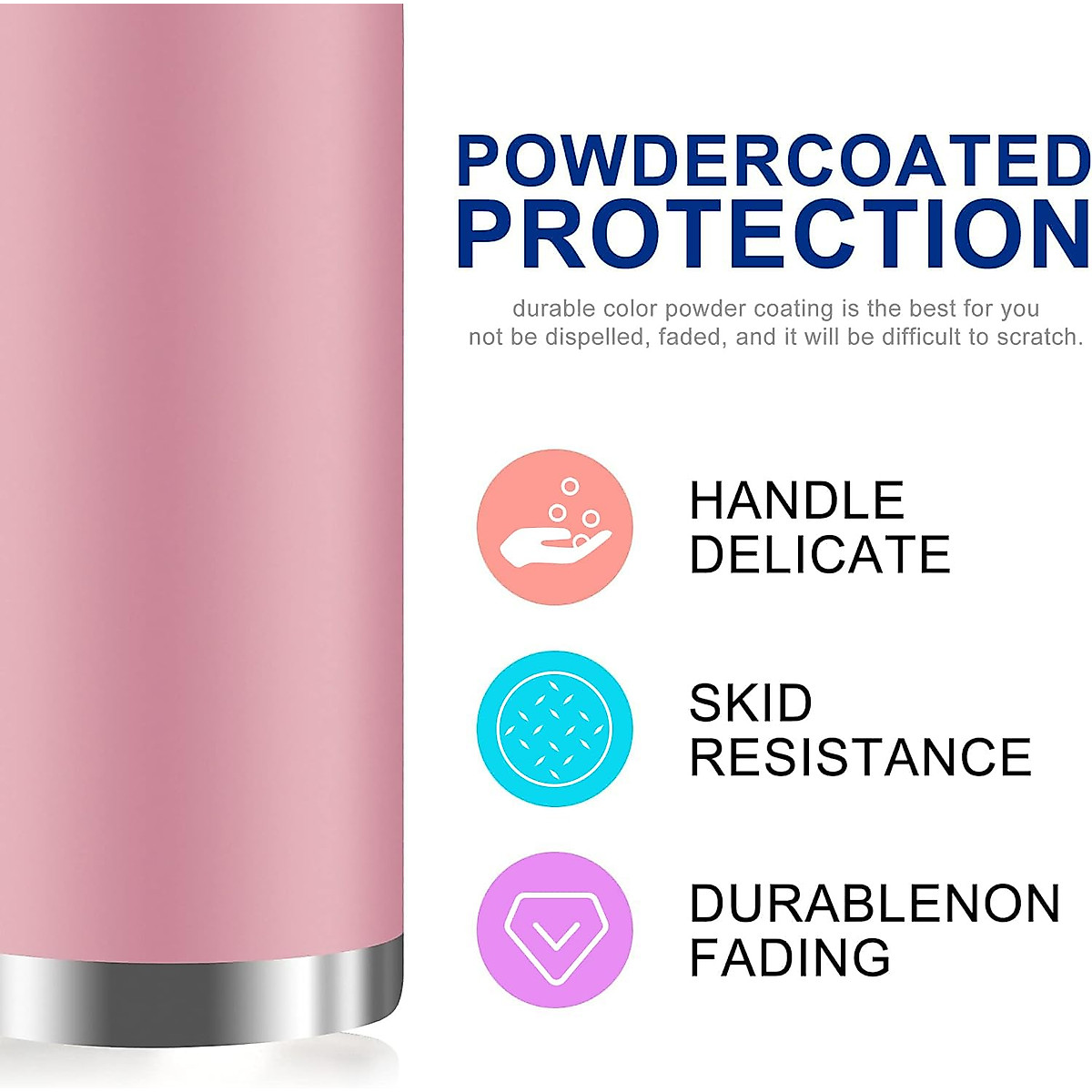 20 oz tumbler with handle, Lids and Straw, insulated Stainless Steel Coffee Mug, Keeps Drinks Cold up to 12 Hours, Fits in Car Cup Holder, 100% Leakproof, Iced Tea or Coffee, Smoothie(Candy Pink)