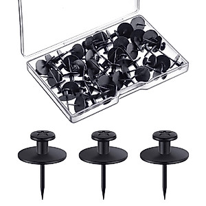 Hotop Double Headed Picture Hangers Nails Small Head Thumb Tacks Wall Hanging Picture Photo Hanging Hook Pins for Home Office Hanging Picture Photo Decorations (Black, 50 Pieces)