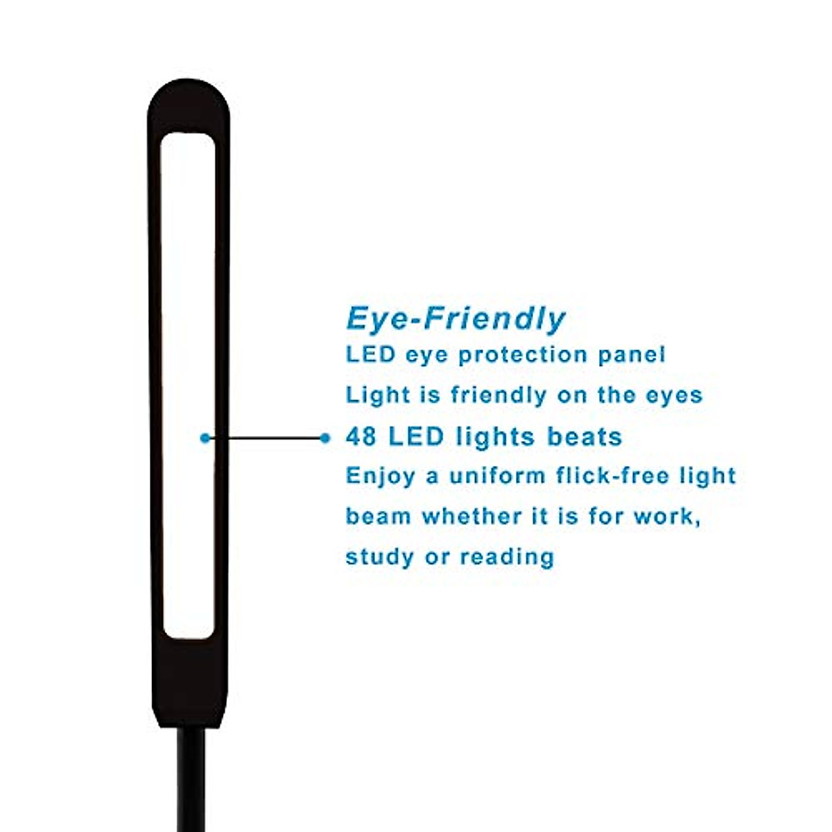 Byyoulike LED Desk Lamp Flexible Gooseneck Table Lamp with Touch Control 5 Brightness Levels Adjustable Night Light Eye-Caring Dimmable Table Light(Black)