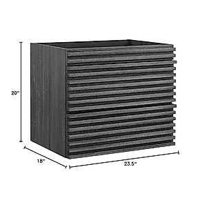 Modway Render 23.5" MDF Wood Wall-Mount Bathroom Vanity Cabinet in Charcoal