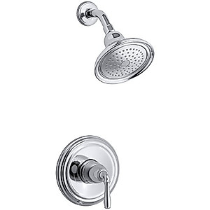 KOHLER K-TS396-4-CP Devonshire(R) Rite-Temp(R) Shower Valve Trim with Lever Handle and 2.5 gpm showerhead, 11.75 x 8.00 x 6.25, Polished Chrome