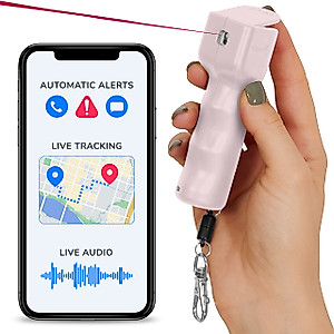 Plegium Smart Mini Pepper Spray - The Original Smart Spray, Pair w/Smartphone for Location Sharing, Texts & Phone Alerts to Emergency Contacts, Military Grade Spray, Compact Version No Strobe, Siren