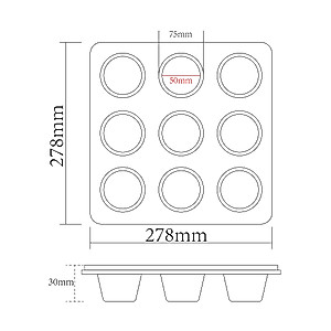 For Bake Carbon Steel Nonstick Bakeware Muffin Pan (9-Cup)