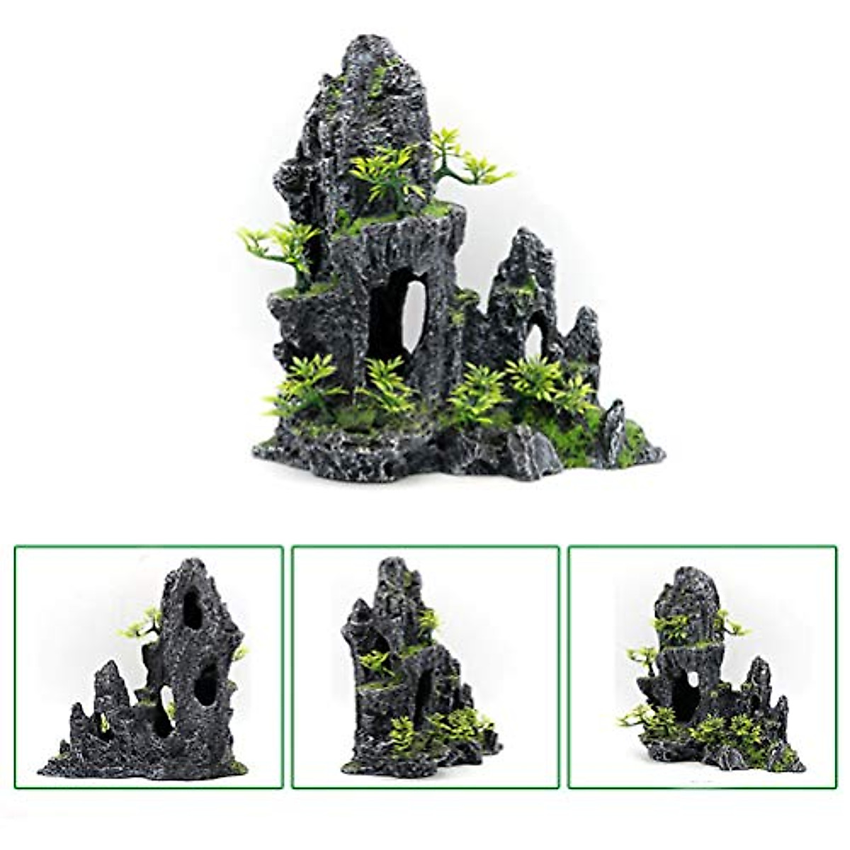balacoo Aquarium Mountain View Stone Ornament Tree Rock Cave Fish Tank Decoration Fish Hiding Cave