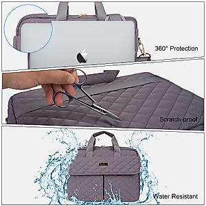 Bonioka Laptop Bag Computer Laptop Case for Women, 15.6 Inch Briefcase Shoulder Bag Water Resistant for Work School Travel Purple