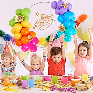 Rainbow Balloons, 50PCS Multicolor Rainbow Balloons Arch in Blue Green Purple Yellow Orange Hot Pink Latex Balloons For Birthday Wedding Baby Shower Engagement DIY Balloons Decoration Party Supplies