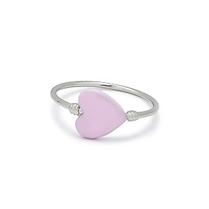 Pura Vida Silver Plated Wire Wrapped Enamel Heart Ring - Brass Base, Rhodium Plating - Size 8