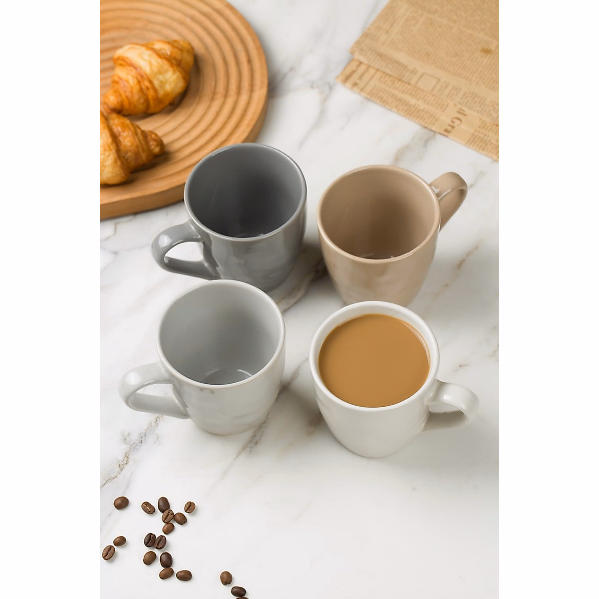 famiware Mars 4 Pieces Coffee Mug, 14 oz Tea Mug, Catering Mugs with Handle for Coffee, Tea, Cocoa, Milk, Multi-color