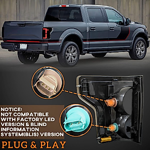 POKIAUTO Full LED Tail Lights for F150 15-20, Pickup Truck Smoked Black LED Taillights Rear Lamps Brake Parking Lights Assembly for Ford F-150 2015-2020 Accessories (2PCS)