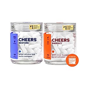 Cheers Liver Combo | Restore + Protect | Support Your Liver & Feel Better After Drinking | DHM, L-Cysteine, Milk Thistle, Prickly Pear, B-Vitamins | 12 Doses Restore, 30 Doses Protect | Supplements