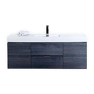 KubeBath Bliss 60" Gray Oak Wall Mount Single Sink Modern Bathroom Vanity