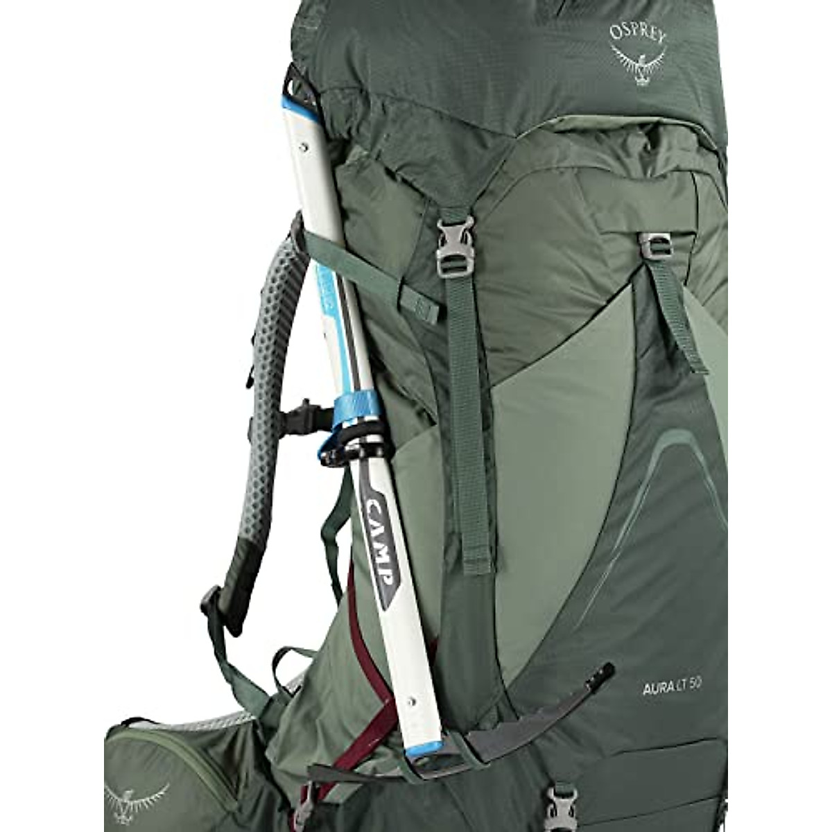 Osprey Aura AG LT 50L Women's Backpacking Backpack, Koseret/Darjeeling Spring Green, WM/L