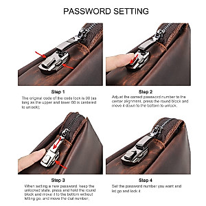 Leather Men Clutch Purse Bag Handmade Purse Wristlet Handbag Envelope Code Lock Wallet Anti Theft Clutch Purse Phone Holder Travel Bag, Coffee