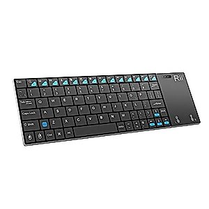 Rii (Newest Version) K12+ Mini Wireless Keyboard with Touchpad Mouse, Stainless Steel Portable Wireless Keyboard with USB Receiver for MacBook/iPad/Tablet/PC/Laptop/Smart TV/Raspberry Pi - Black