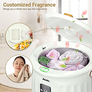 Asuka Bucket Towel Warmers, Luxury Hot Towel Warmer with LED Display for Bathroom, Adjustable Timer & Auto Shut Off, Fits Up to Two 40"X70" Oversized Towels, Bathrobes, Blankets, PJ's and More