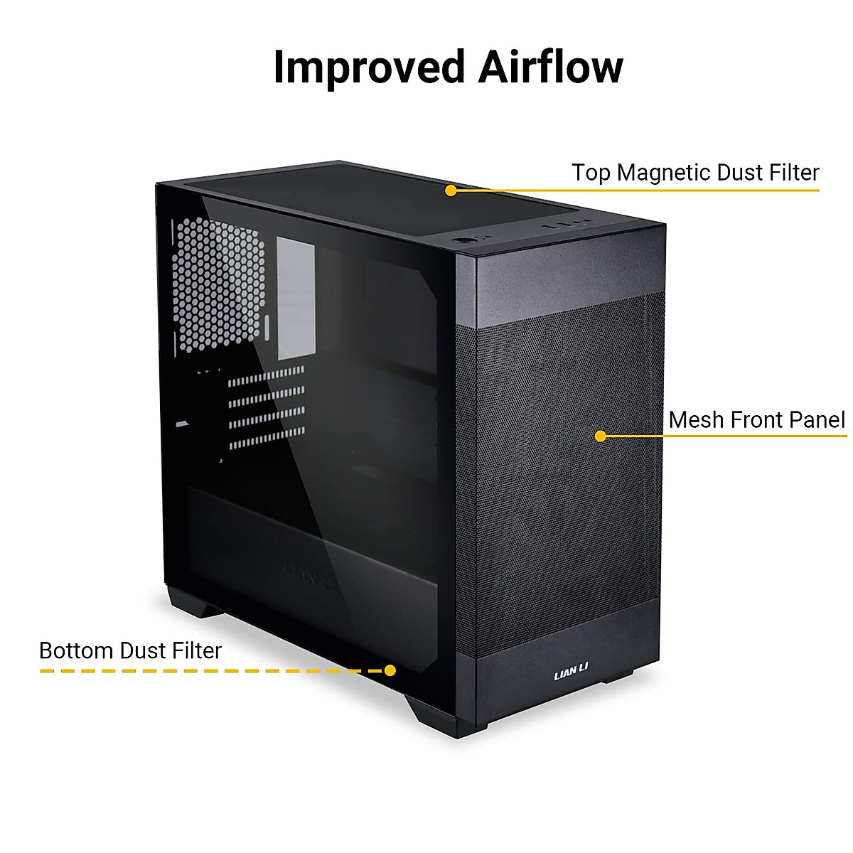 LIAN LI High Airflow Micro ATX PC Case, RGB Gaming Computer Case, Mesh Front Panel Mid-Tower Chassis with 2x140mm ARGB PWM Fans Pre-Installed, Tempered Glass Side Panel (LANCOOL 205M MESH, Black)