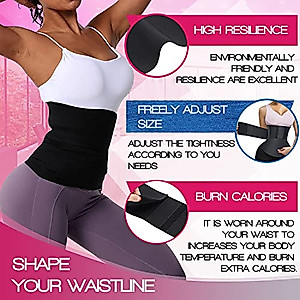 Waist Trainer Wrap Plus Size - Adjust Your Snatch Bandage Wrap Tummy Sweat Wraps - Waist Trainer For Women | Belly Body Shaper Compression Wrap | Gym Accessories Black | Bonus Gift Breast Lift Tape