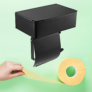 VOCOSTE Toilet Paper Holder, Bathroom Toilet Roll Tissue Holder Wall Mount for Kitchen Bathroom with Shelf, Black