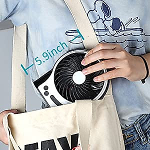 Mini Portable Battery Operated Desk Fan, Rechargeable & USB Powered Handheld Fan with Atmosphere Light & Flashlight, Strong Airflow, 3 Speeds, Small Personal Hand Held Fan for Desktop Camping (Black)