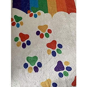 Catrageous Pet Memorial Blanket - Over The Rainbow Bridge Bereavement Gift for Dog or Cat Loss - with Comforting Heartfelt Sentiment and Colorful Pawprints