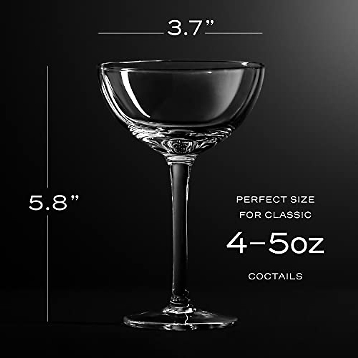 Vintage Crystal Champagne Coupe Glasses | Set of 6 | 4-5 oz Classic Cocktail Glassware - Martini, Manhattan, Cosmopolitan, Sidecar, Daiquiri | 1920s Speakeasy Retro Style Saucers | Storage Box