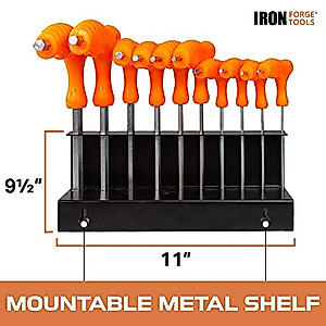 Iron Forge Tools 20 Piece T Handle Allen Wrench Set - SAE & Metric Hex Key Set with Stand U.S. Veteran Owned Brand