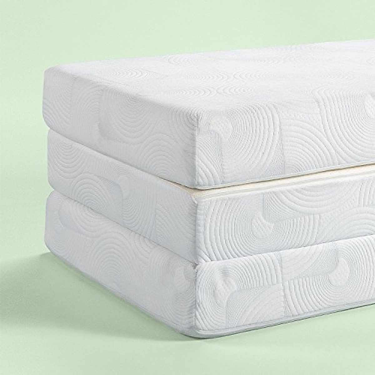 ZINUS 5 Inch Memory Foam Floor Mattress Portable Tri-Fold Design with Cooling Gel, Single, White