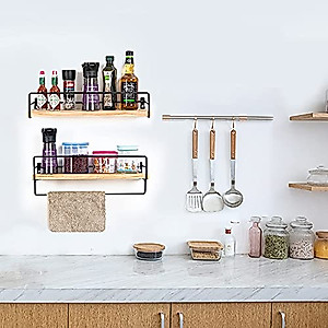 SODUKU Floating Shelves Wall Mounted, Wall Wood Storage Shelf for Kitchen Bathroom Bedroom Set of 2 Carbonized Black