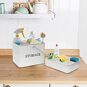 Xbopetda Shower Caddy, Metal Shower Basket with Handle, Portable Storage Organizer Caddy, 2 Tier Divided Basket Bin for Bathroom, Dorm Room, Cleaning Essentials Home Storage for Cleaning Essentials