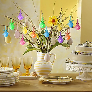 30PCS Large Easter Hanging Eggs-2 Inch Foam Easter Egg with Rabbit-Painted Hanging Ornaments for Easter Party Spring Home Garden Decoration (Gray Bunny-Large)