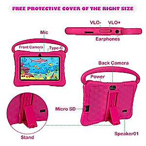 ATMPC Tablet for Kids, Kids Tablet, 7 Inch Kids Tablets 32GB ROM 3GB RAM Android11 Tablet for Kids 3-14 with 2.4G WiFi, GMS, Eye Protection, Educational, Parental Control, Tablet with Silicone Case