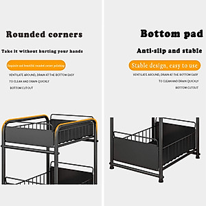 LEAYAN Under Sink Storage 2 Tier Pull Out Organizer,Under Sink Organizer,Sliding Cabinet Basket Organizer Drawer for Kitchen,Under Organizer for Countertop, White 36x28x40cm Under Sink Rack Shelf