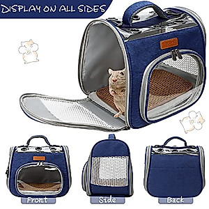 Guinea Pig Carrier - KiiDAS Small Animal Carrier Portable Travel Bag for Hamster Bearded Dragon Rat Hedgehog Squirrel Chinchilla (Blue)