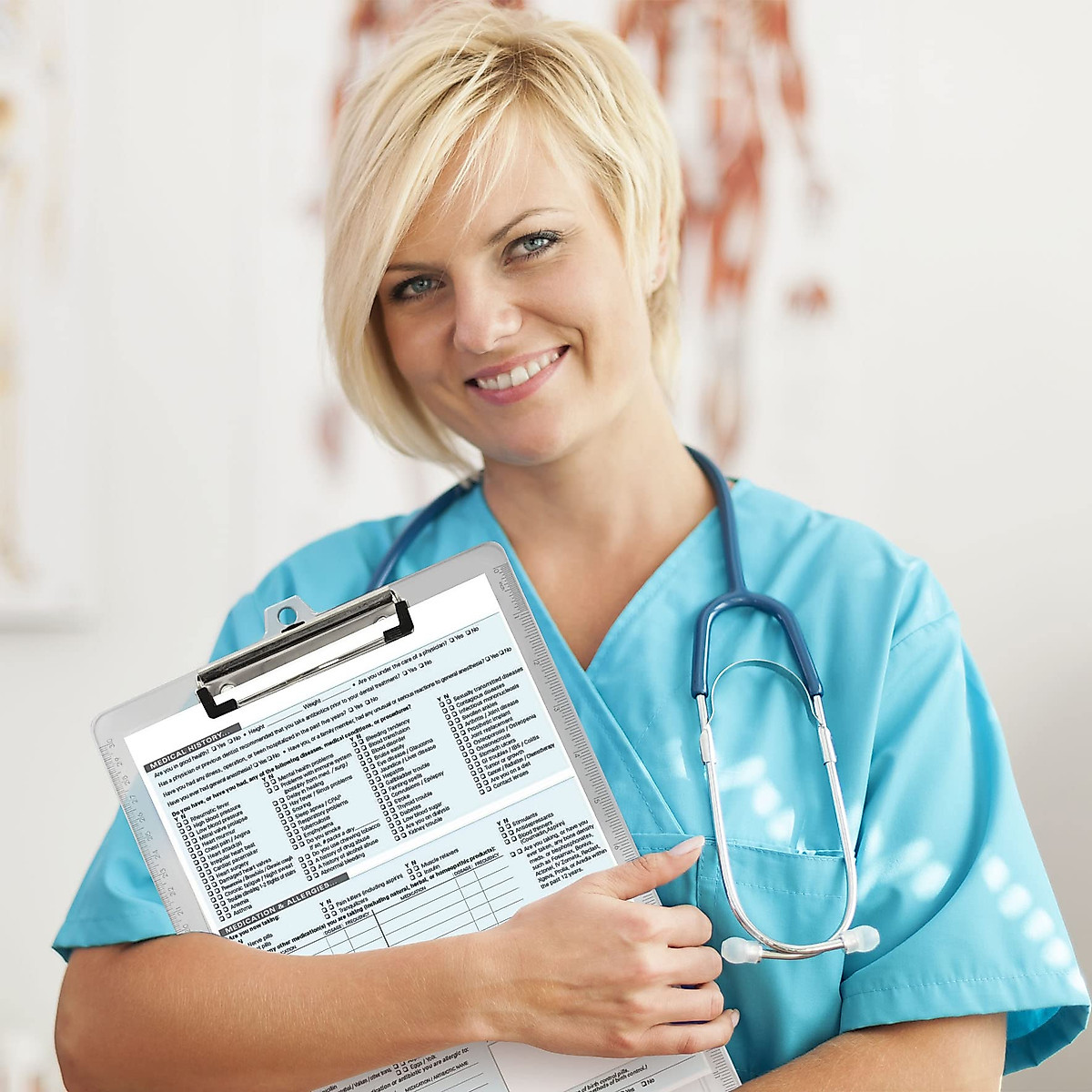 Acrimet 3 Pack Clipboard Letter Size A4 (13 3/8” x 9 7/16”) Low Profile Clip & Side Rulers, Durable Plastic for Office, School, Home Use - Clear Crystal Color