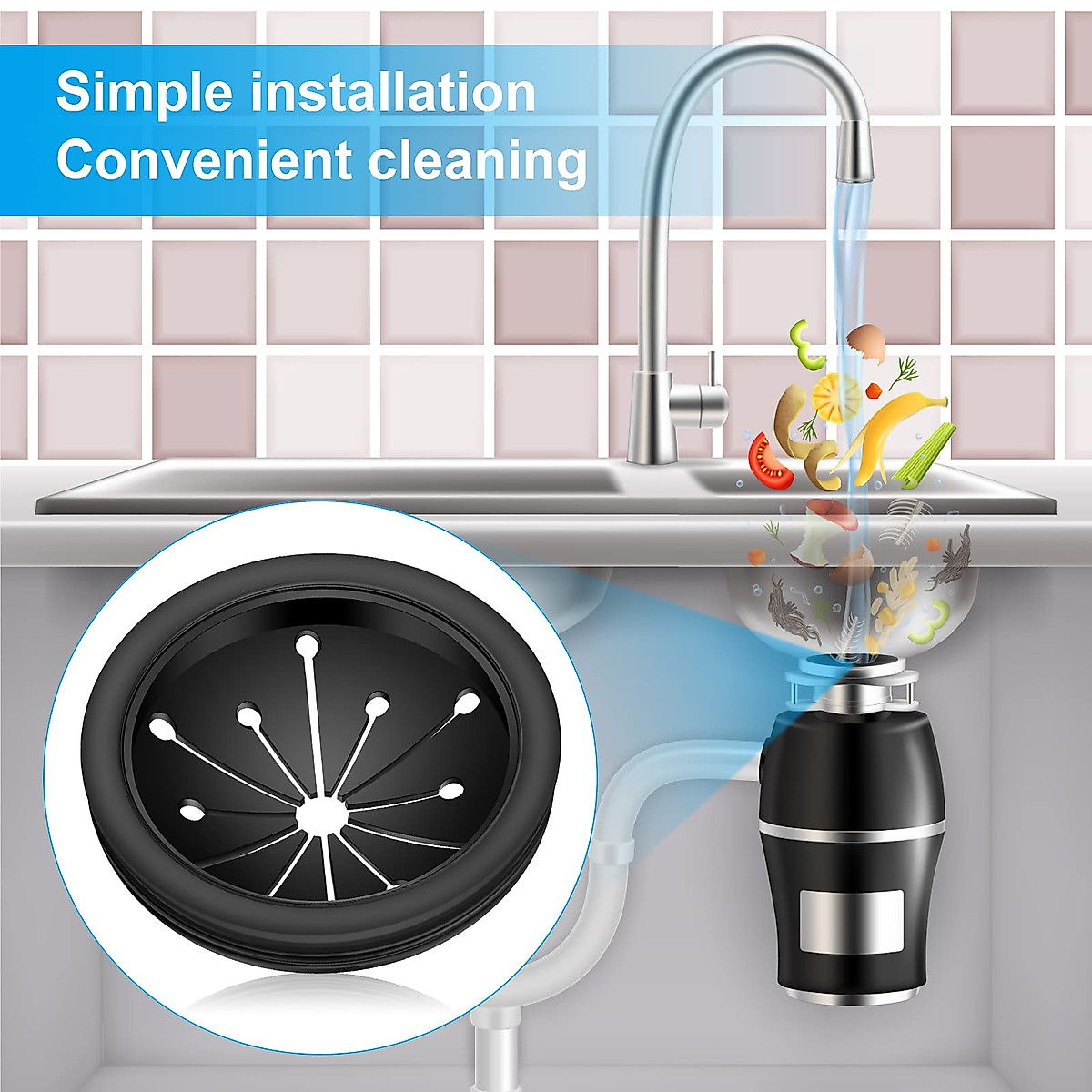 Garbage Disposals Splash Guard, Sink Stopper Garbage Disposal Splash Guards, Kitchen Sink Drain Splash Guard, Rubber,Splash Guard, Sink Baffle, Sink Rubber Guard, Splash Guard for Sink