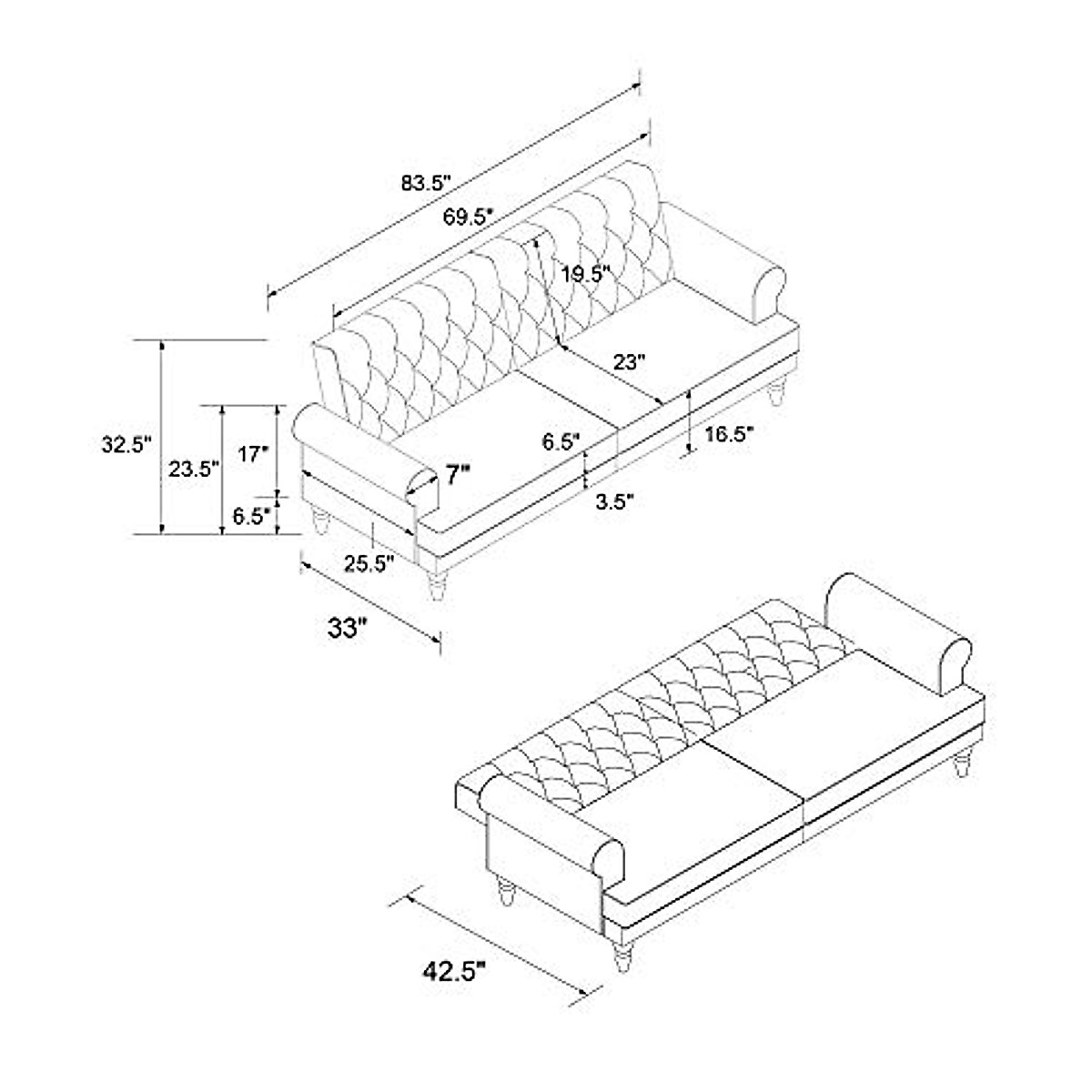 Novogratz Cassidy Upholstered Futon, Blush Velvet