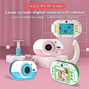 Niaviben Mini Portable Digital Camera for Kid's Waterproof Camera Front and Rear Dual 24 Million Pixel Compact Camera 2.4 Inch Pink