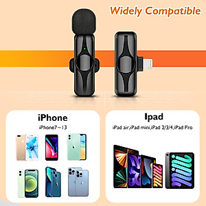 Yeevastte Mini Wireless Lavalier Microphone for iPhone ipad - Professional Wireless Lapel Mic with Long Battery Life Suitable for Video Recording, Life Streaming, Interview, Vlog, YouTube