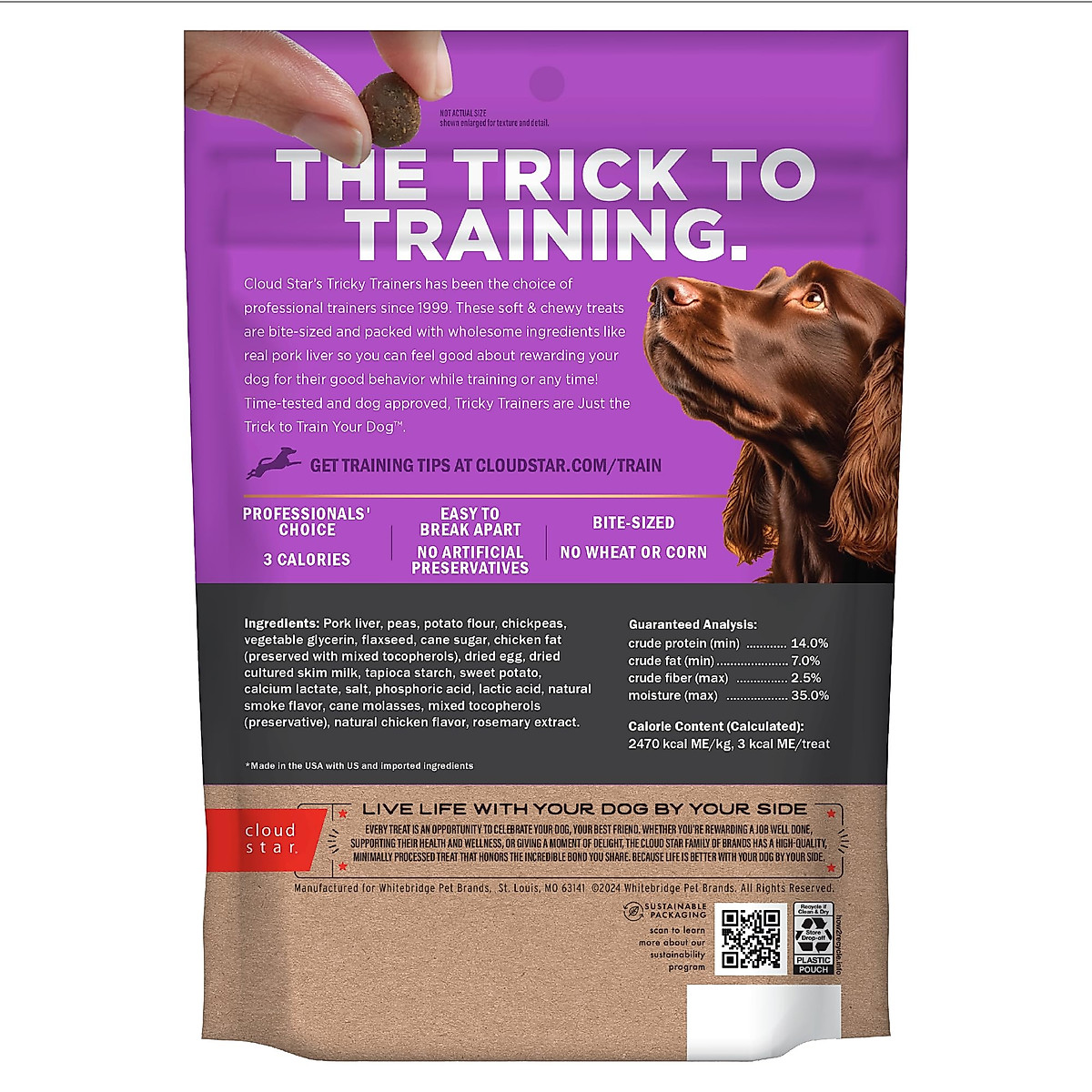 Cloud Star Tricky Trainers Soft & Chewy Dog Training Treats 5 oz Pouch, Liver Flavor, Grain-Free Low Calorie Behavior Aid with 310 treats
