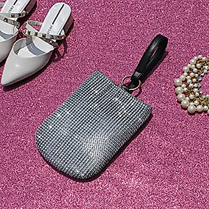 HOXIS Glitter Evening Handbag Women Clutch Sparkle Purse Bag for Party Wedding Prom (Silver&Black)