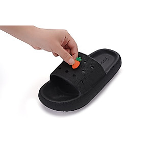 Joomra Womens Slides Cushioned for Mens Quick Drying Shower Foam Thick Pillow Slippers DIY House Shoes Pool Beach Spa Home Garden Sandals Male Sandalias All Black Size 40-41