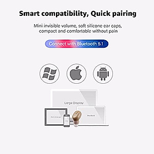 GOALSEN X7 Single Bluetooth Wireless Earbud Mini Invisible in-Ear Super Long Battery Life Headphone -Beige