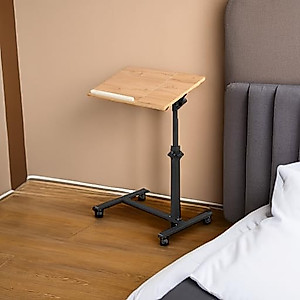 Rolling Laptop Table Lap Desk for Laptop Rolling Cart Tilting Overbed Bedside Table Overbed Desk Overbed Table with Wheels Adjustable Laptop Stand Sofa Side Table