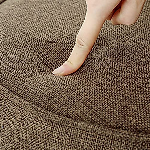 Quimoo Vanity Stool, Vanity Chair with Wood Legs, Makeup Stool with Low Back, Round Velvet Padded Vanity Bench, for Women, Girls, Brown