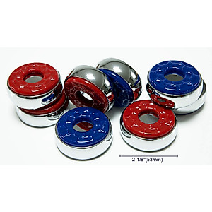 Shuffleboard Pucks w/ 2 Cans Shuffleboard Wax, Mini Dustpan and Brush for Shuffleboard Table, Complete Shuffleboard Accessories Bundle (2 1/8" (53mm), Medium Speed)