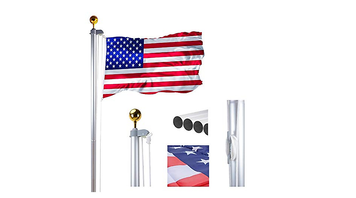 Voilamart 25 FT Sectional Flag Pole with American Flag - Heavy Duty ...