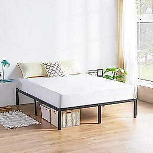 PrimaSleep 18 Inch Heavy Duty Steel Slat Anti-Slip Support, Easy Assembly Platform Bed frame, Noise Free Steel Mattress Foundation, Maximum Storage, No Box Spring Needed, Black, Full Size