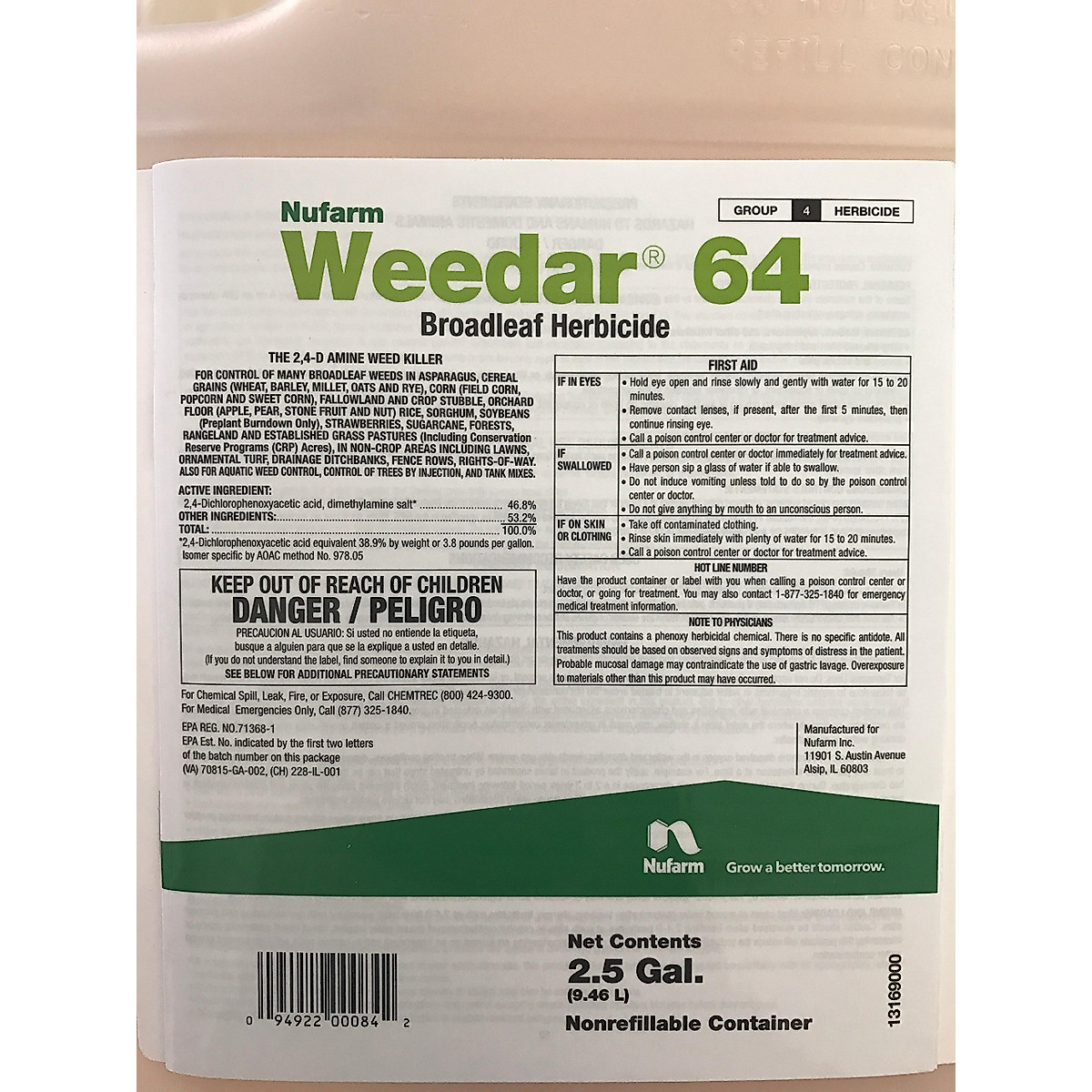 Weedar 64 Broadleaf Herbicide 5 Gallons, Liquid (2 x 2.5gal)