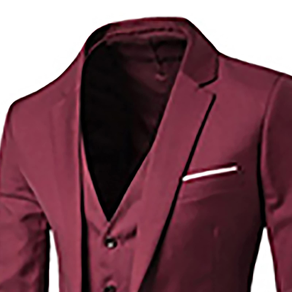 Mens Suits,Men's 3 Piece Slim Fit Suit Set 2 Button Blazer Jacket Vest Pants Solid Wedding Dress Tux and Trousers Wine Red