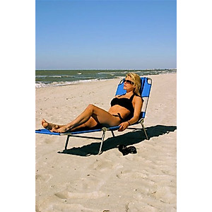 Ostrich Chaise Lounge Blue and White Striped 77.16 x 24.6 x 13.4 inches assembled